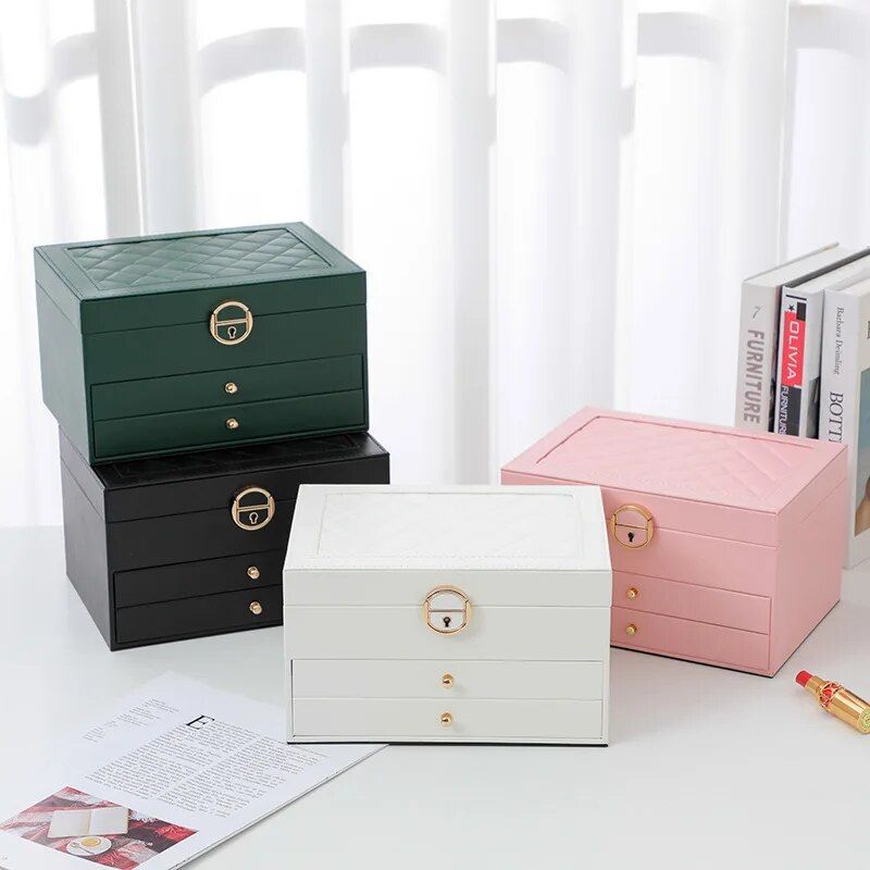 Elegant Multi-Layer Leather Jewelry Organizer Box