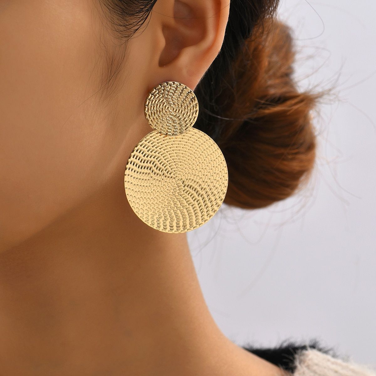 Bohemian Geometric Round Metal Earrings